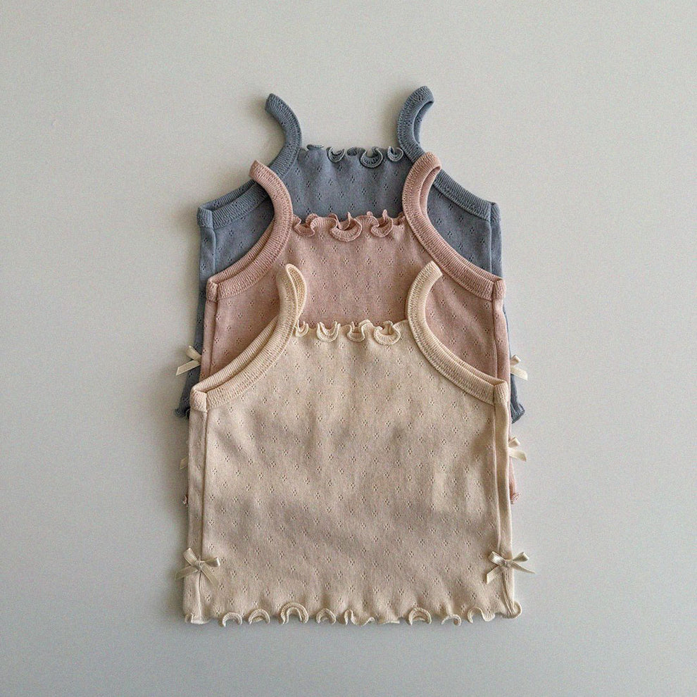 Baby/Toddler Aosta SS25 Pointelle Bow Cami Top (3m-5y)- 3 Colors | AT ...