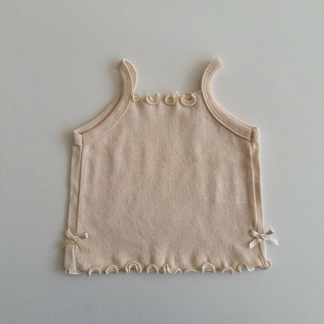 Baby/Toddler Aosta SS25 Pointelle Bow Cami Top (3m-5y)- 3 Colors | AT ...